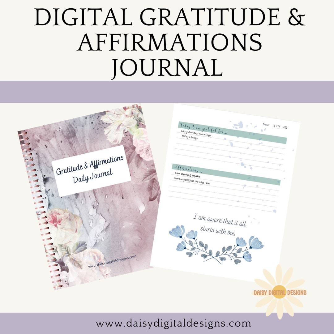 Gratitude Journal Digital Printable | Affirmations Journal | Watercolor ...