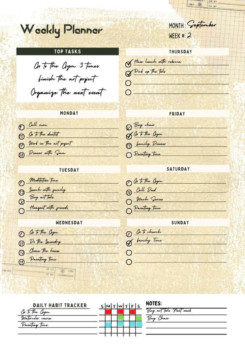 Custom Digital or Printable Weekly Planner for Men / Digital for Tablet ...