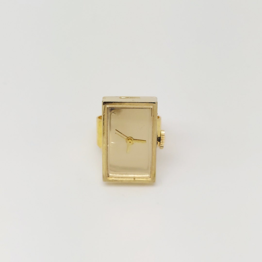 Vintage All Gold Tone Mirror Dial Ring Watch by Migi unsigned Works ...
