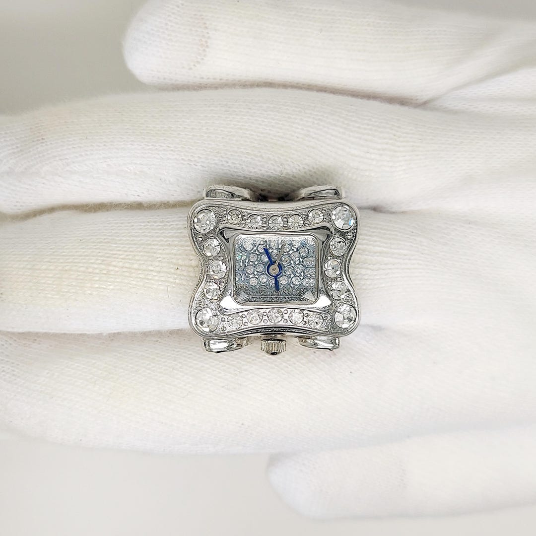 Vintage Susan Somers Crystal Silver Tone (blue Hands) Ring Watch by ...