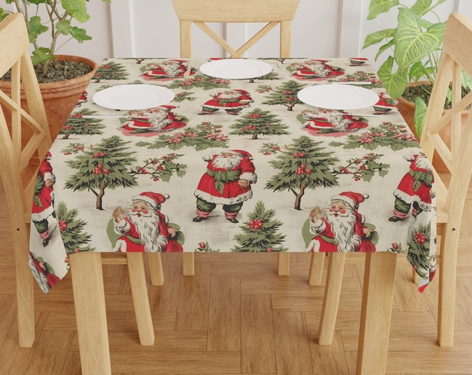 1970s EXTRA LARGE Christmas Tablecloth by Luther Travis Red Poinsettias ...