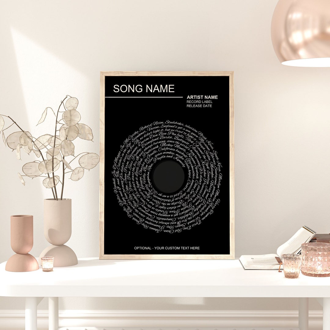 Custom Vinyl Lyrics Poster, Wedding Song Dance, Personalised Music ...