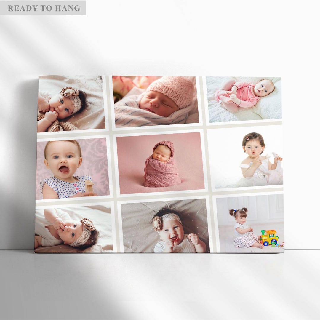 Newborn Photo Collage Canvas – Cream & White Nursery Decor - Etsy