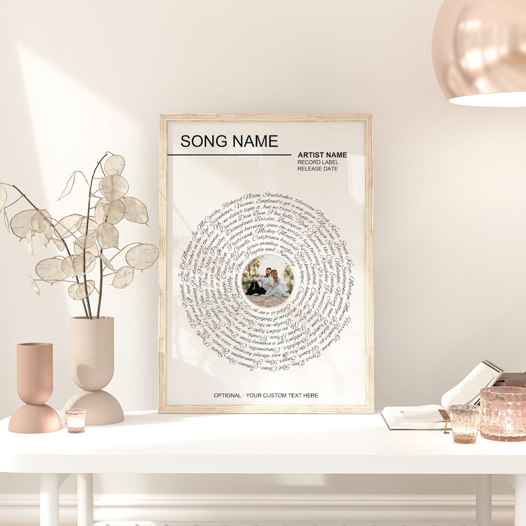 Personalised Wedding Gift, Vinyl Lyrics Print. Custom Music Poster ...
