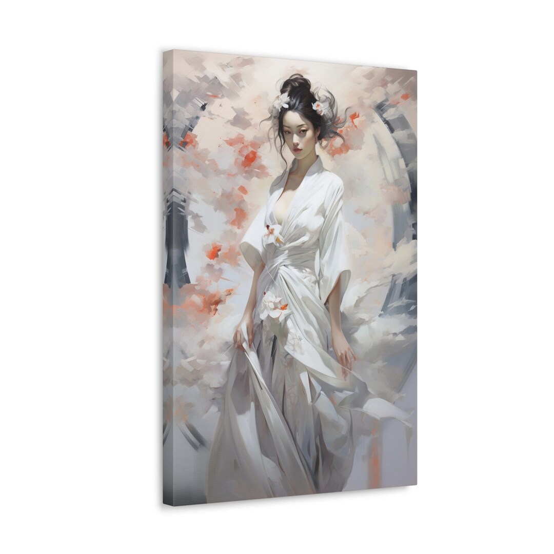 WHITE GEISHA Canvas Gallery Wrap, Wall Art, Digital Art - Etsy