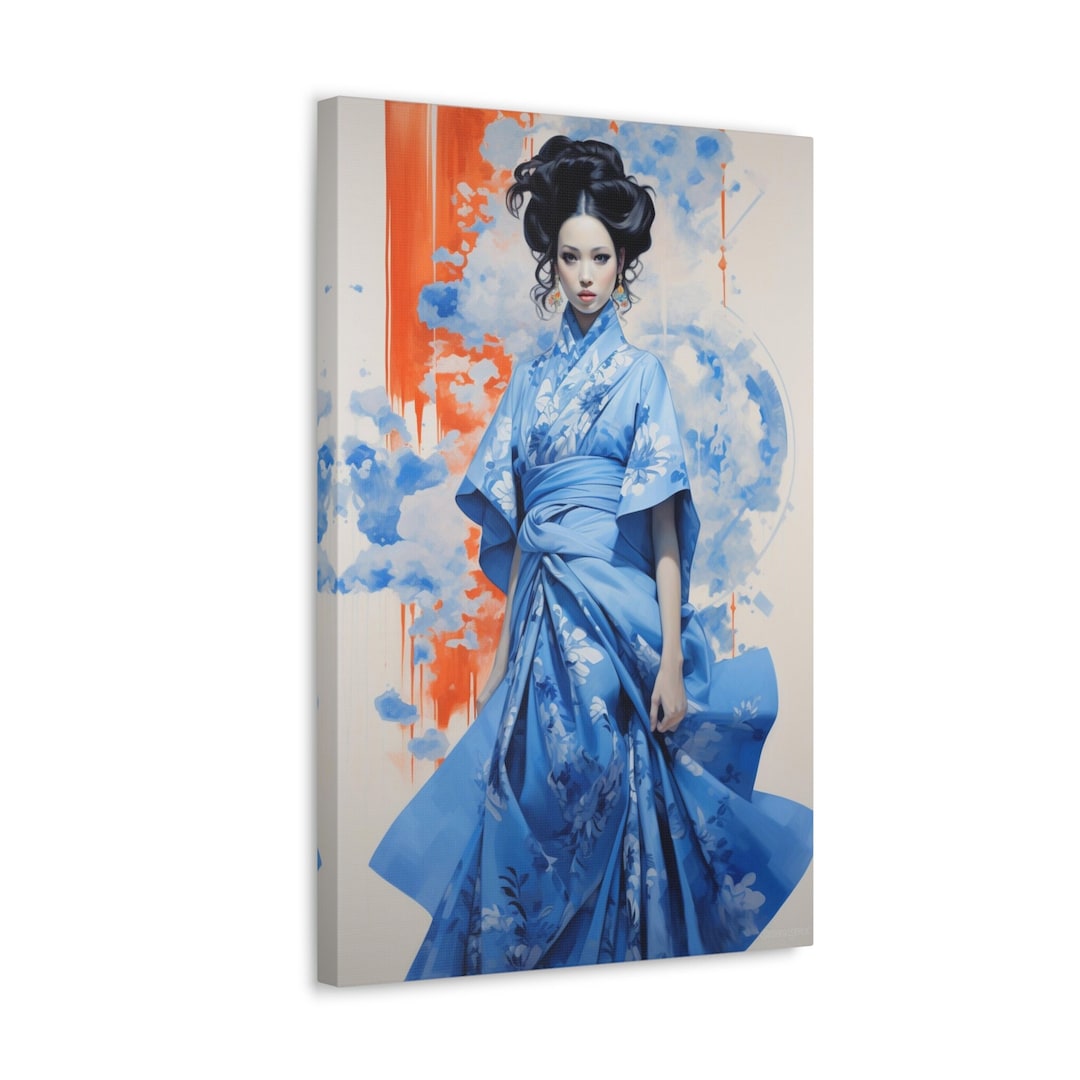 BLUE GEISHA Canvas Gallery Wrap, Wall Art, Digital Art - Etsy
