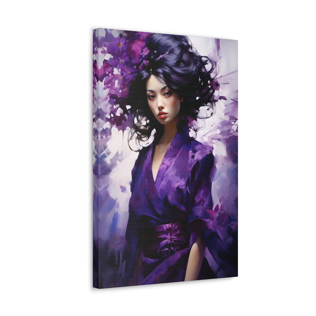 PURPLE GEISHA Canvas Gallery Wrap, Wall Art, Digital Art - Etsy