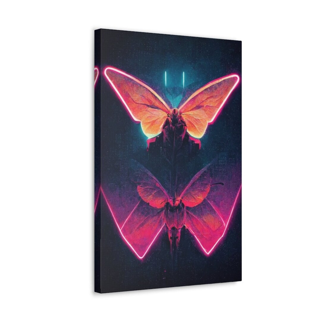SYNTHWAVE MOTH Canvas Gallery Wrap, Wall Art, Digital Art - Etsy
