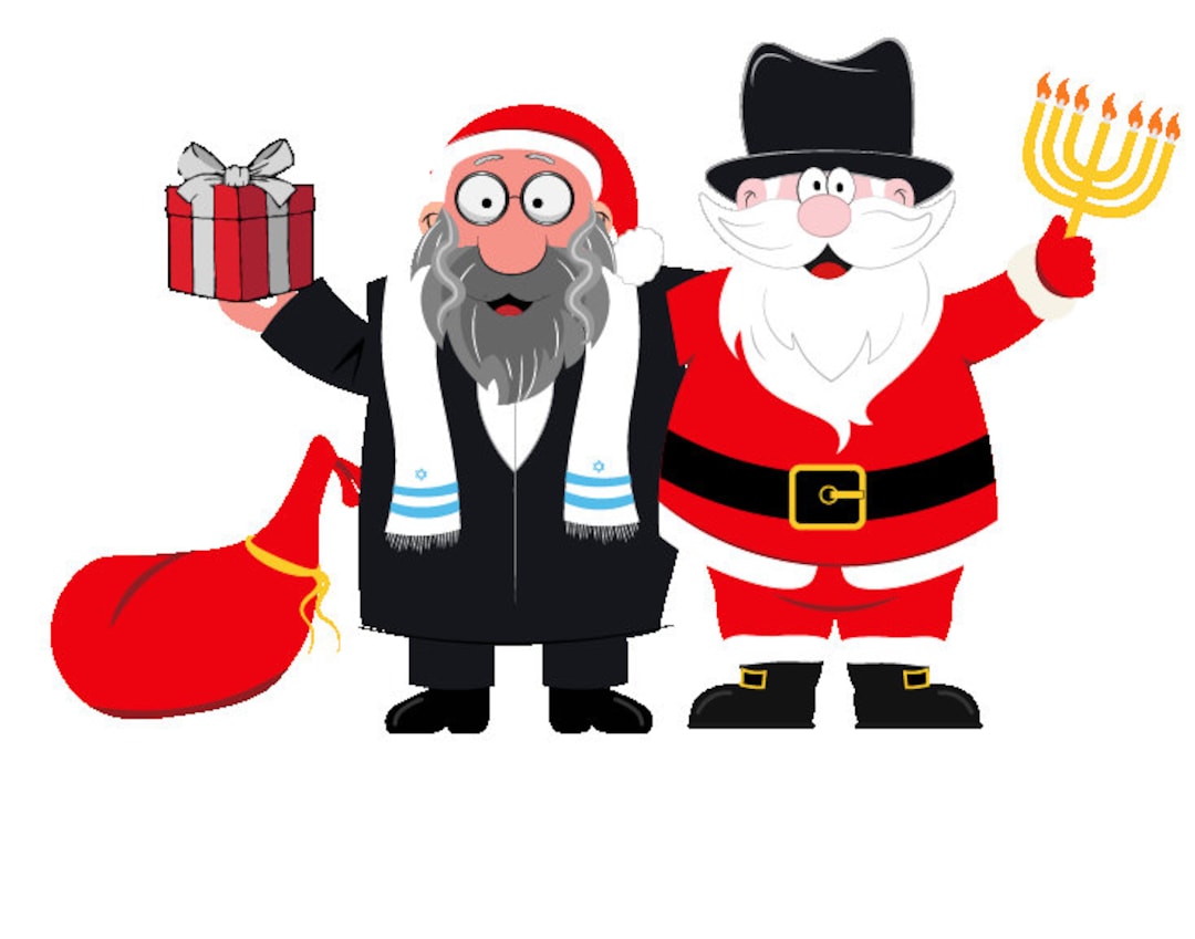Santa & Rabbi Chrismukkah Desing / Ready to Transfer/ Christmas Print ...