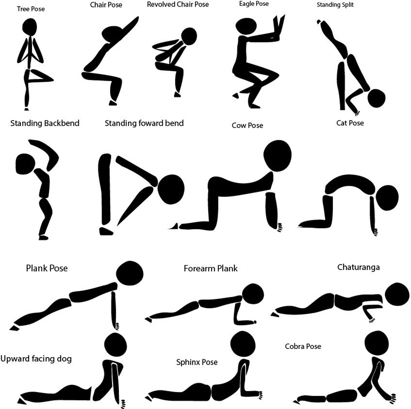 80 Poses Illustrated/ Digital Design Ready to Print/ Yoga Poses PNG ...