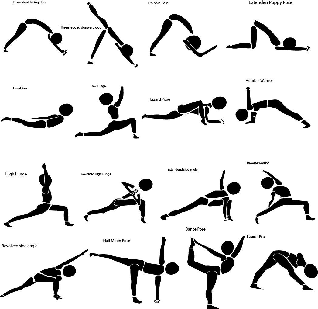 80 Poses Illustrated/ Digital Design Ready to Print/ Yoga Poses PNG ...