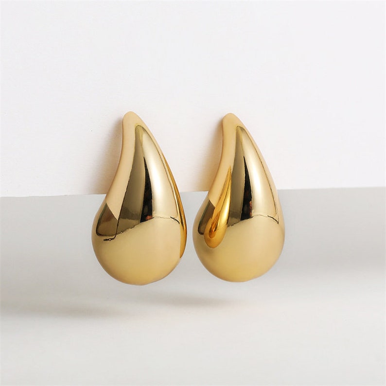 Bottega Tear Drop Stainless Steel Gold Earring - Etsy