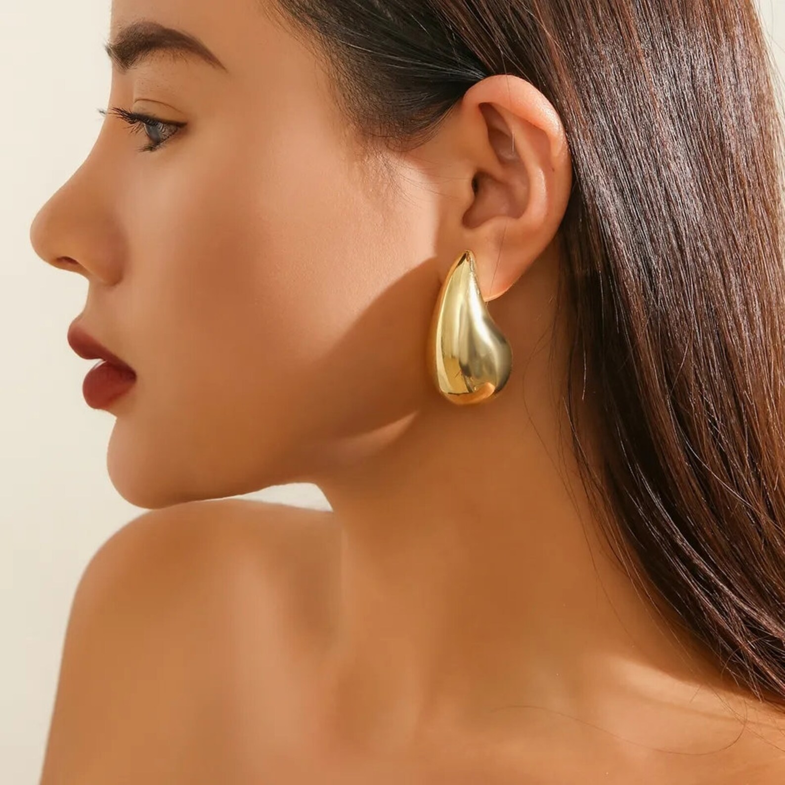 Bottega Tear Drop Stainless Steel Gold Earring - Etsy