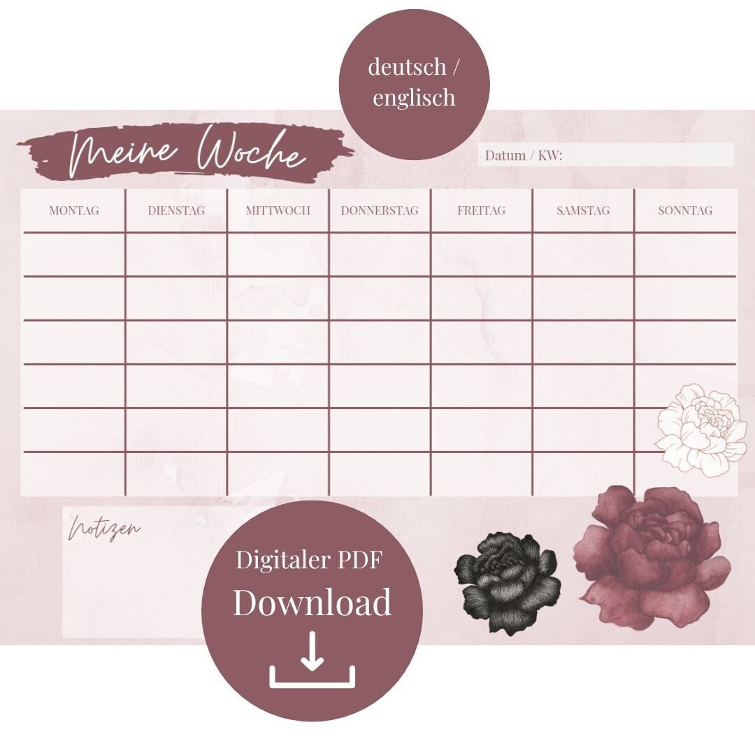 Weekly Plan / Planning / My Week / Tasks / PDF to Print / - Etsy