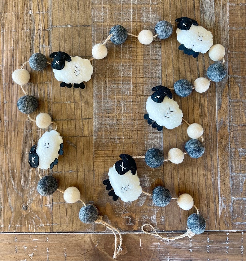 Farm Style Garland Sheep Garland Farmhouse Decor Wool Garland Farm ...
