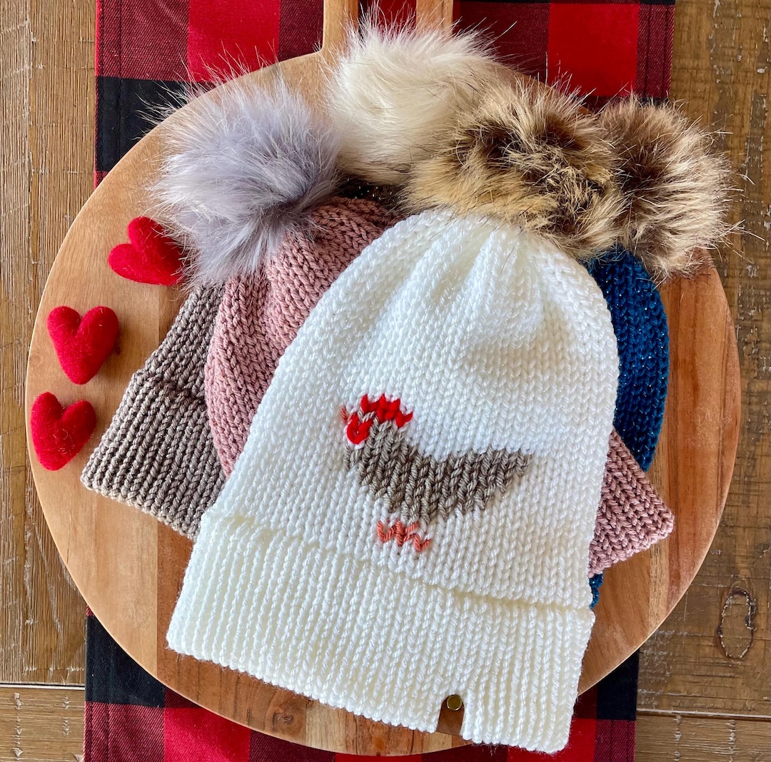Woman’s Chicken Beanie• Farm Animal Beanie• Knitted Chicken Hat• Child ...