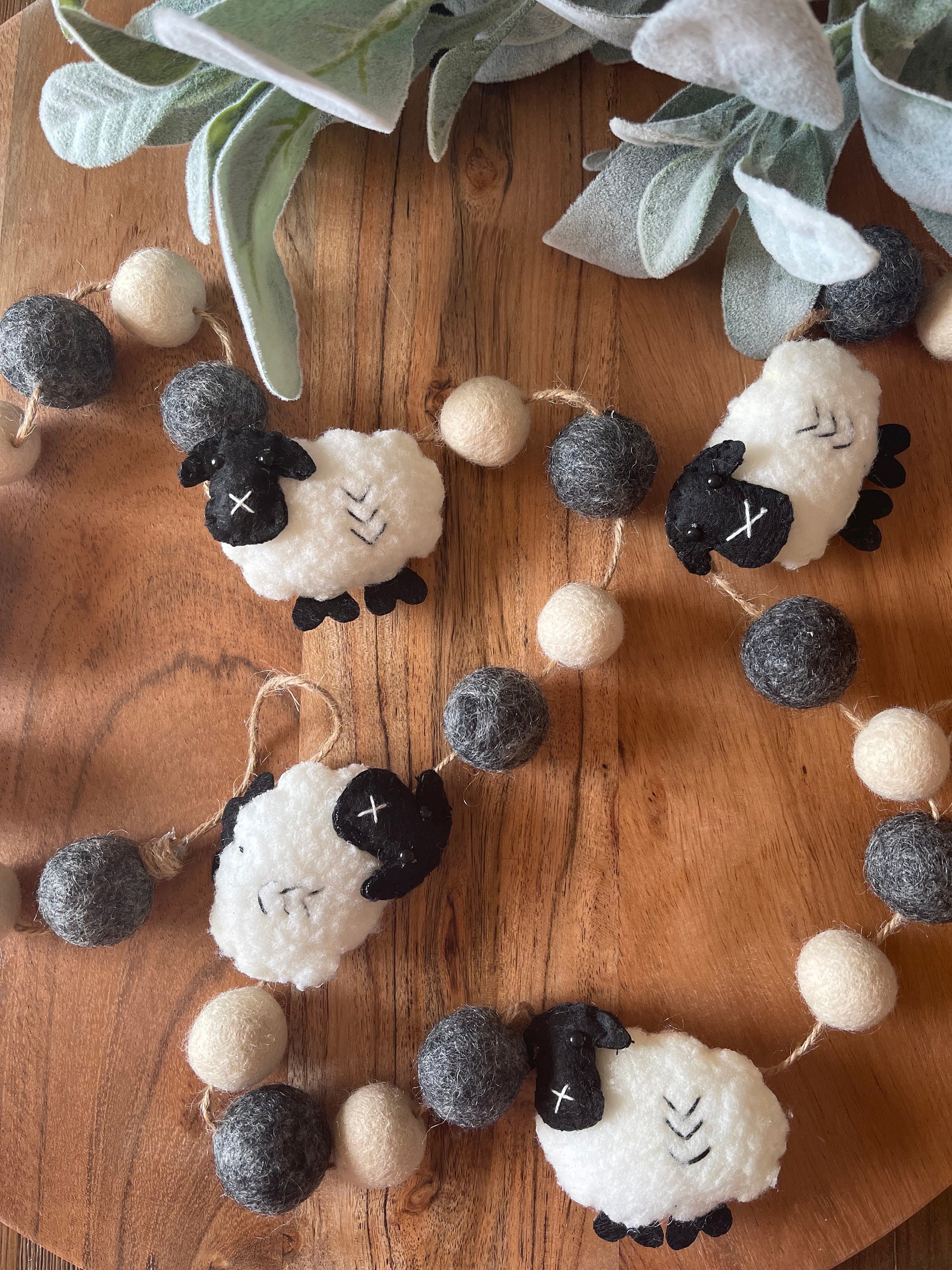 Farm Style Garland Sheep Garland Farmhouse Decor Wool Garland Farm ...