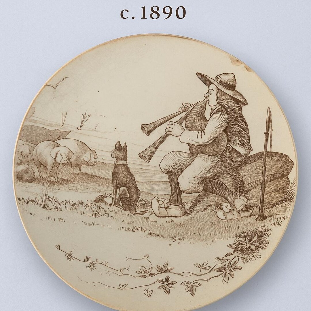 Antique Creil Montereau Plate: French Ironstone Shepherd Dog Scene - Etsy