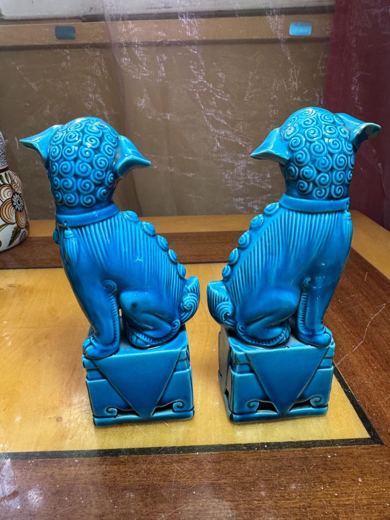 Foo Dogs Chinese Dogs or Lions Turquoise Ceramics - Etsy