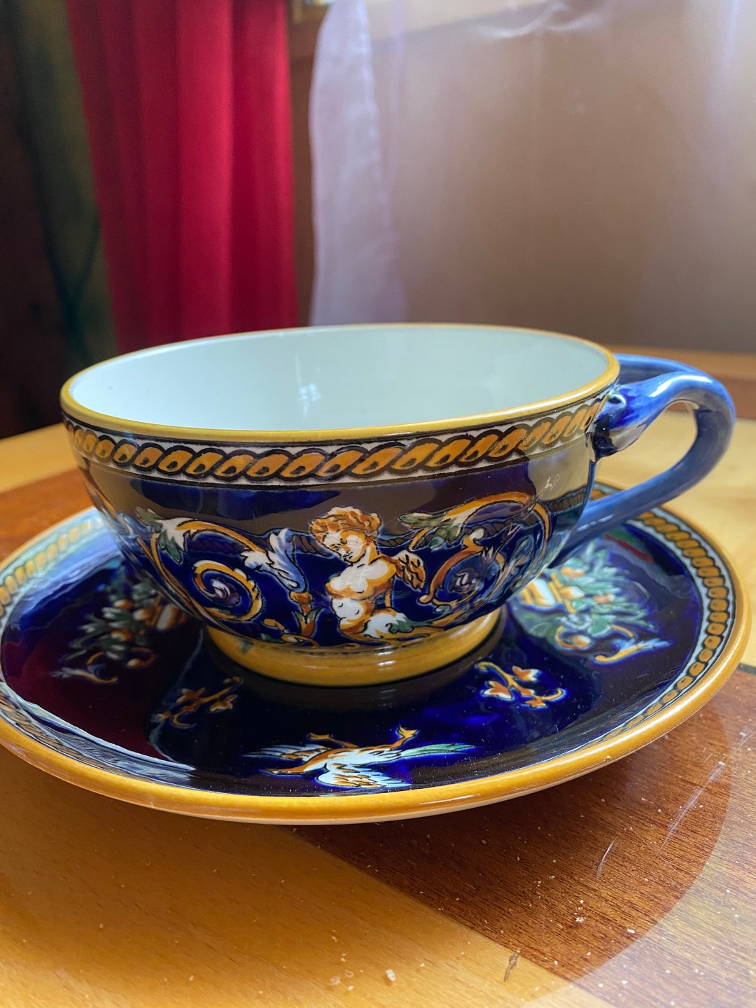 Vintage Gien Breakfast Cup and Saucer Hand Painted - Etsy