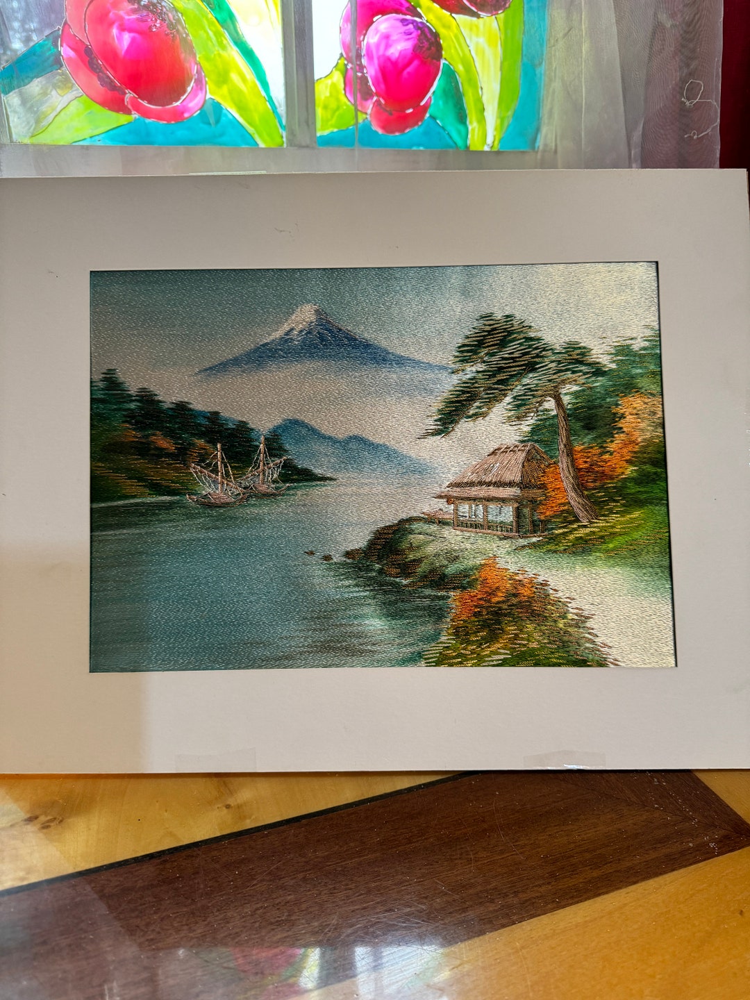 Japanese Silk Embroidery Mount Fuji Japan 35x24.5cm - Etsy