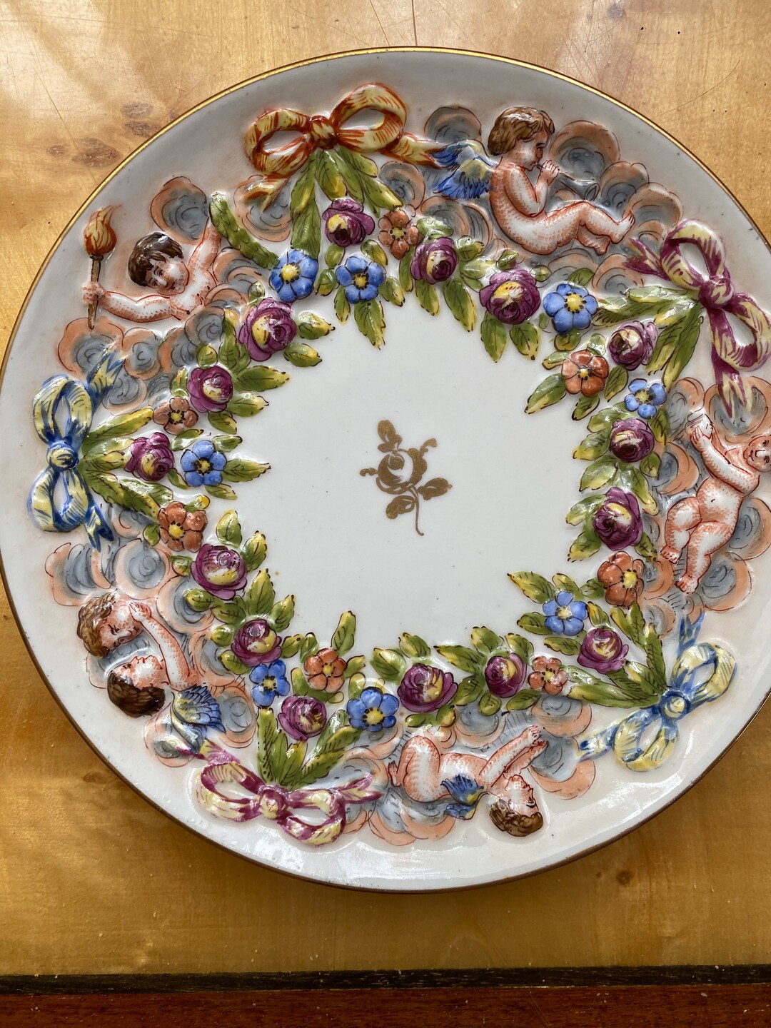 Vintage Plate Capodimonte Italian Embossed Porcelain 15 Cm - Etsy