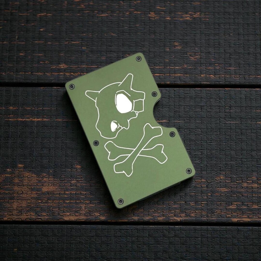 Cartera metálica con calavera grabada de Cubone / Bloqueo RFID ...
