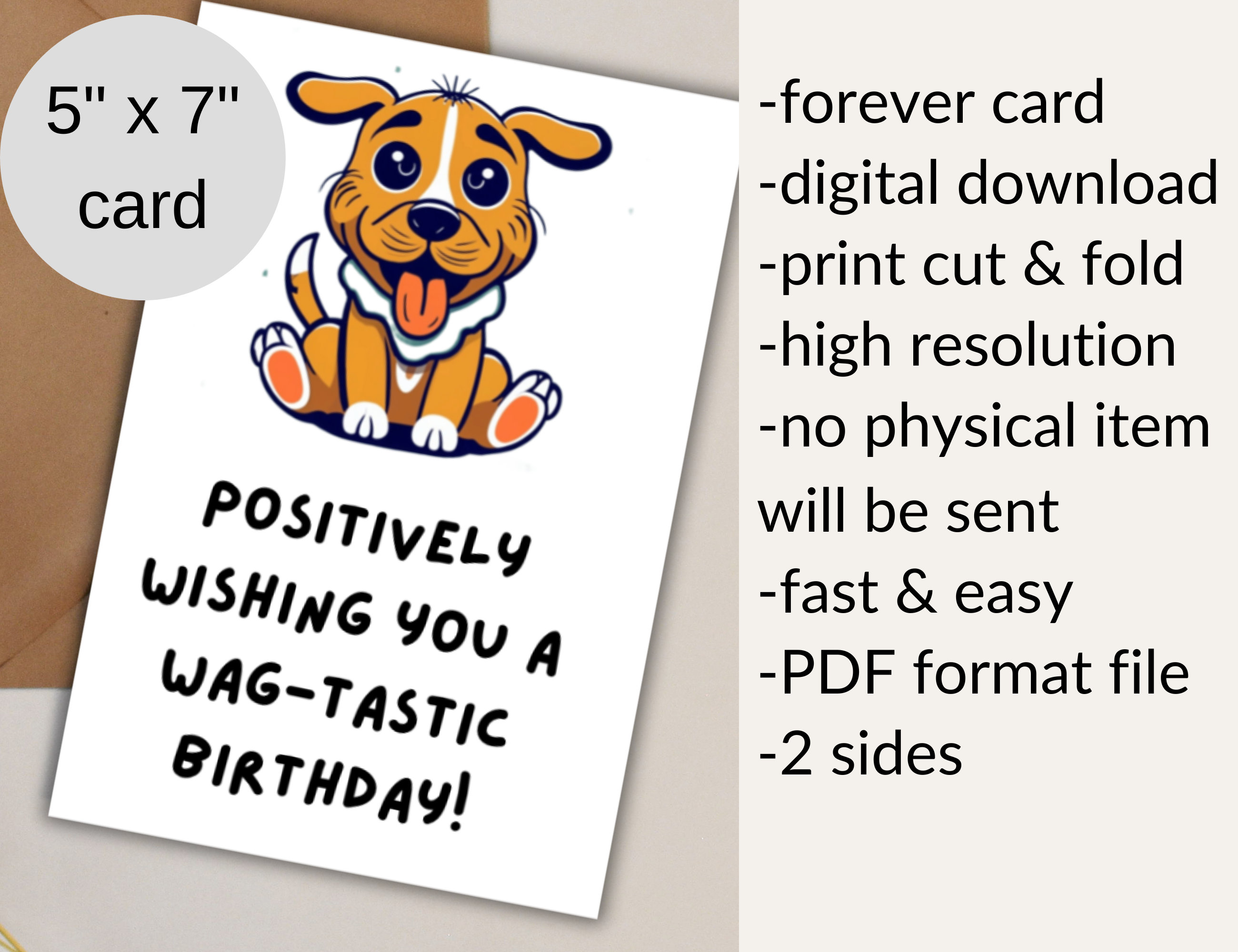 Printable Dog Birthday Card Dog Lover Card Instant Digital Download ...