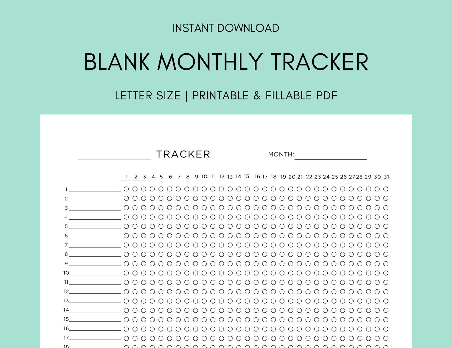 Blank Monthly Tracker Printable Template, 11 X 8.5, Letter Size ...