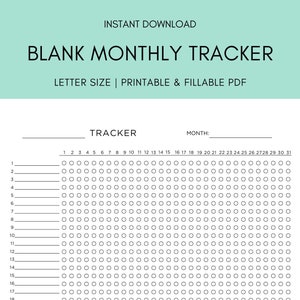 Blank Monthly Tracker Printable Template, 11 X 8.5, Letter Size ...