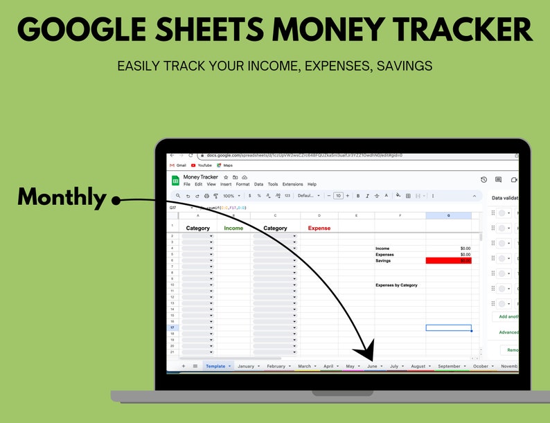 Bill Tracker Spreadsheet, Digital Google Sheets Monthly Financial ...