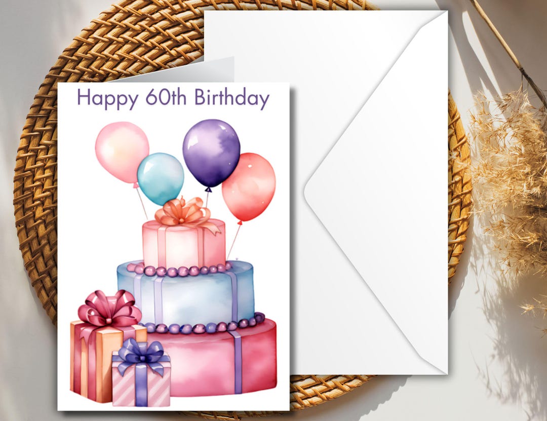 60th Birthday Printable Card |happy 60th Birthday Card| Instant Digital ...