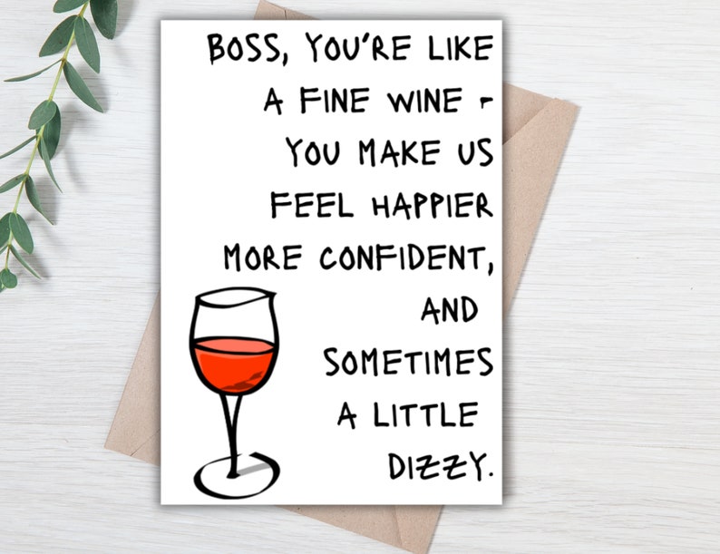Printable Boss Day Card | Boss Wine Card| Instant Download Card ...