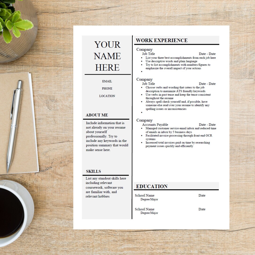 Microsoft Word Resume Template Simple Modern and Minimal - Etsy