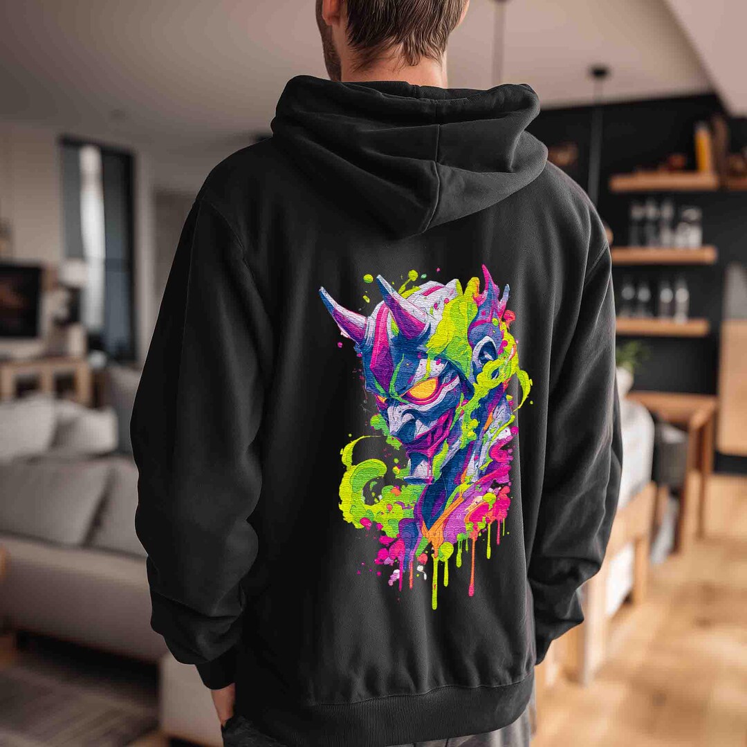 Neon Oni Mask, Japanese Demon, Cyberpunk Art (digital Download) - Etsy