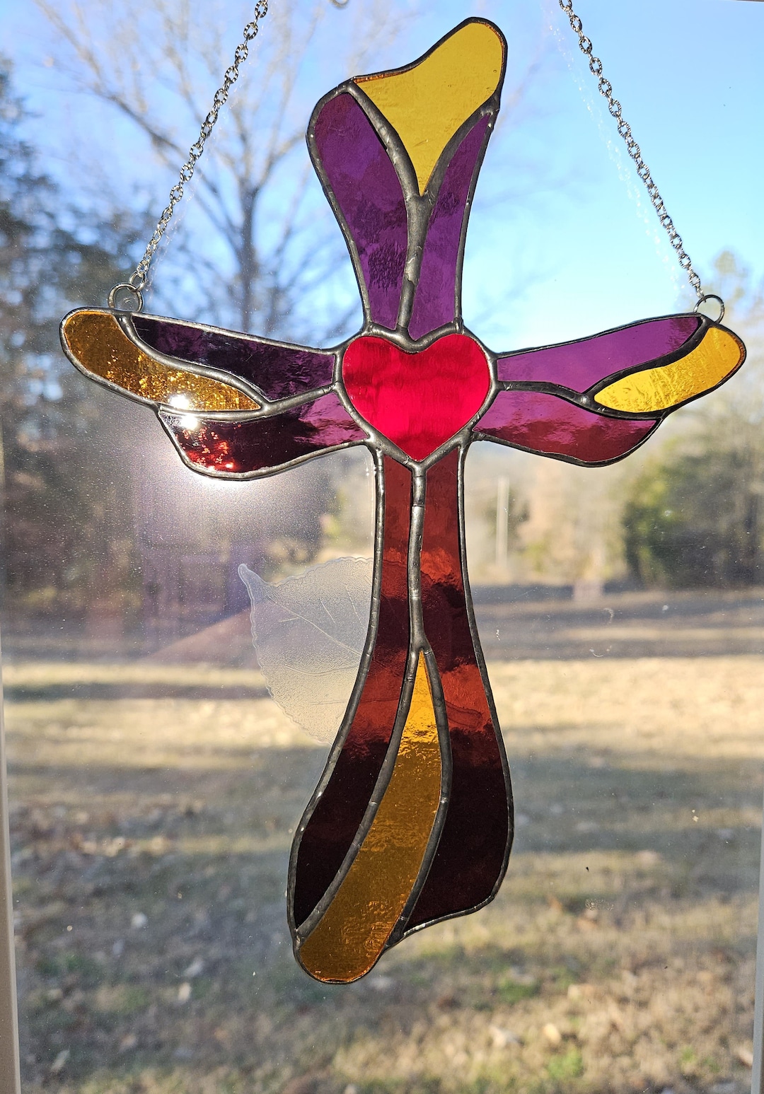 Purple Gold Cross W/ Heart Center - Etsy