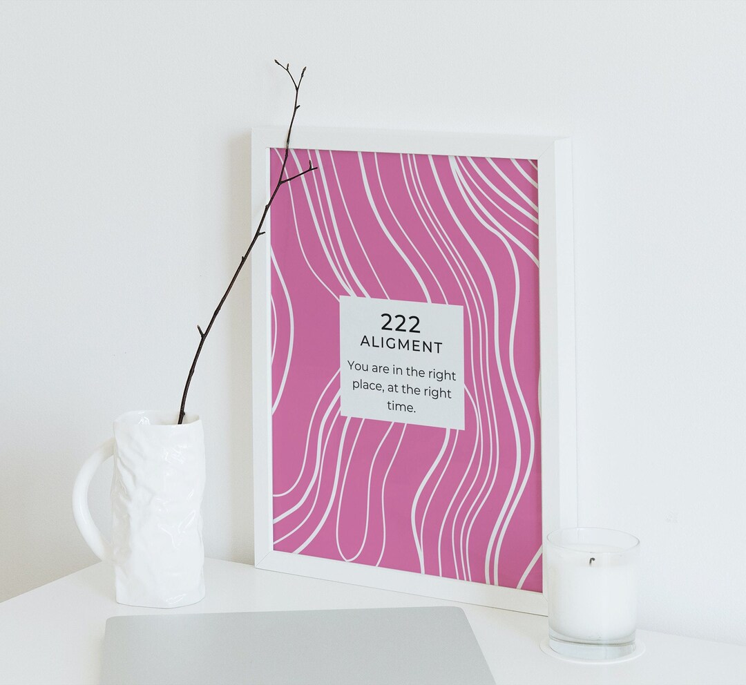 222 / Angel Numbers Print / Pink Print / Printable Art / Bright Wall ...