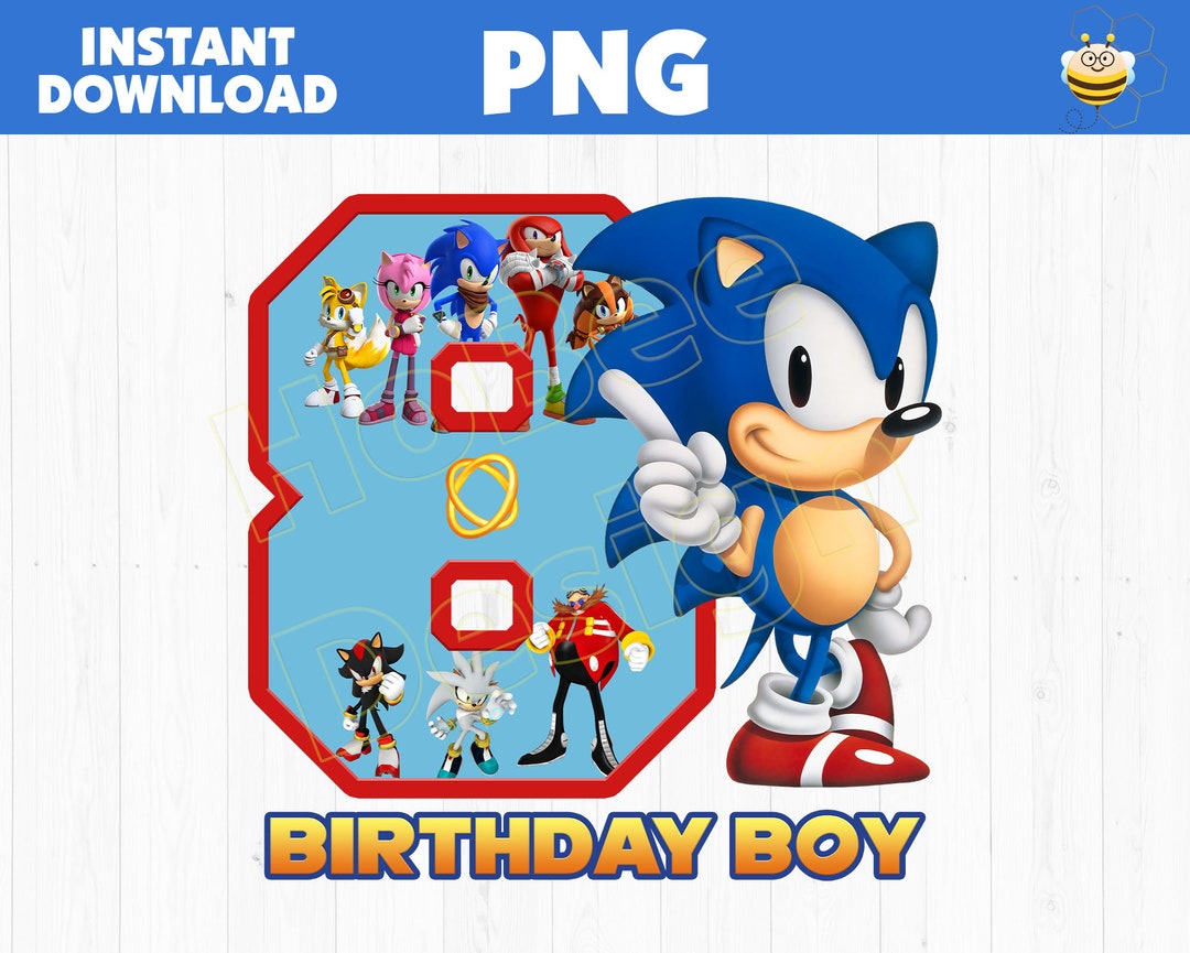 Sonic Birthday Boy Age 8 Png Image Digital Download - Etsy