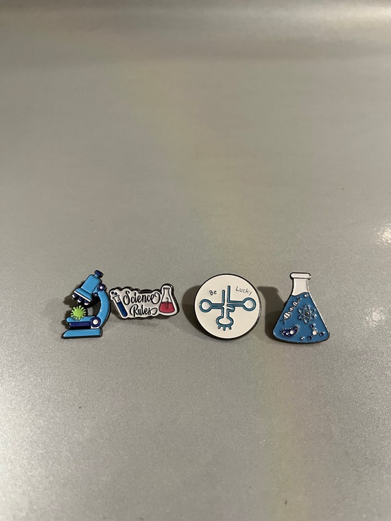 Science biology DNA microscope nerd enamel pins - Gem