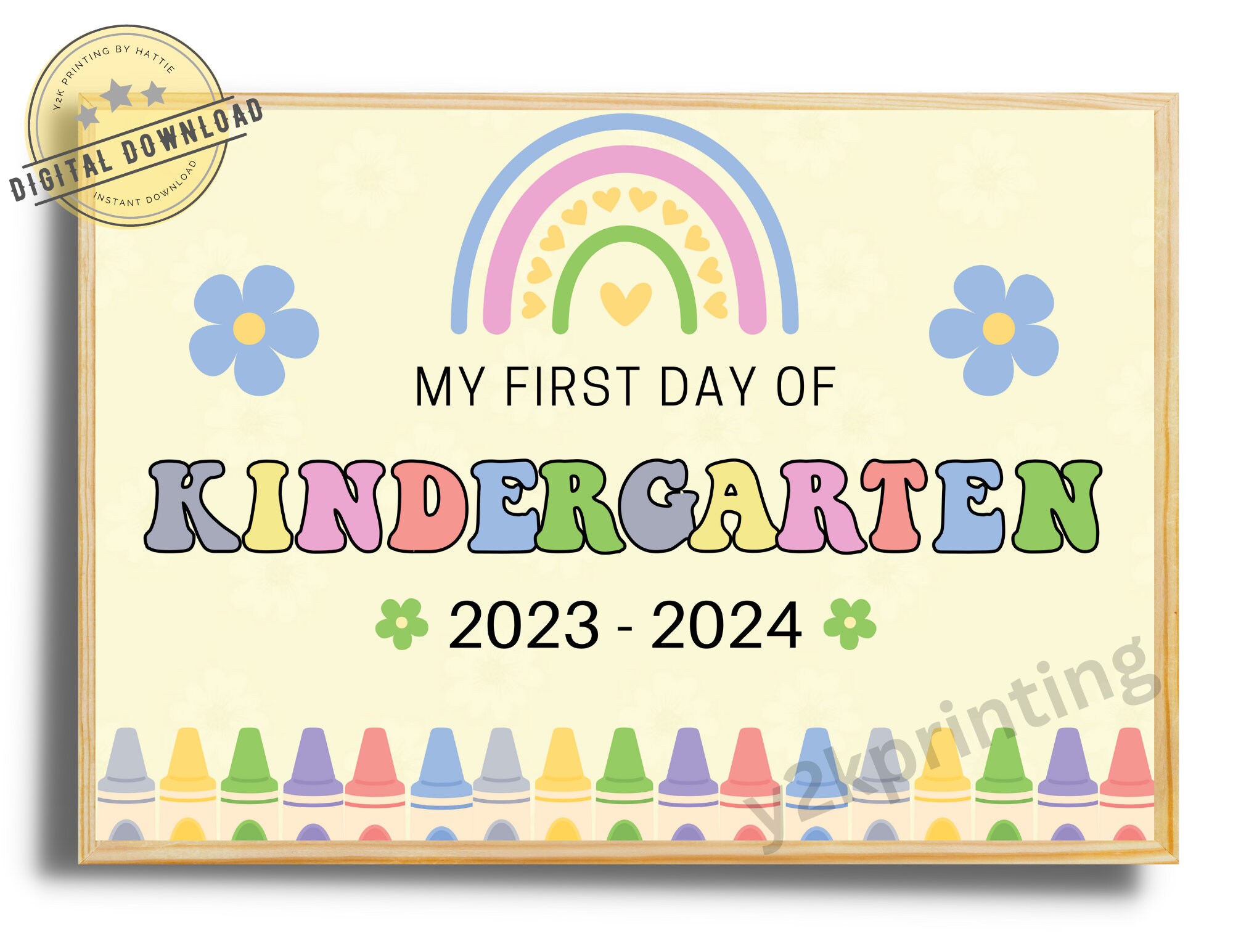 FIRST DAY of Kindergarten Sign / Printable 1st Day Kindergarten Sign ...