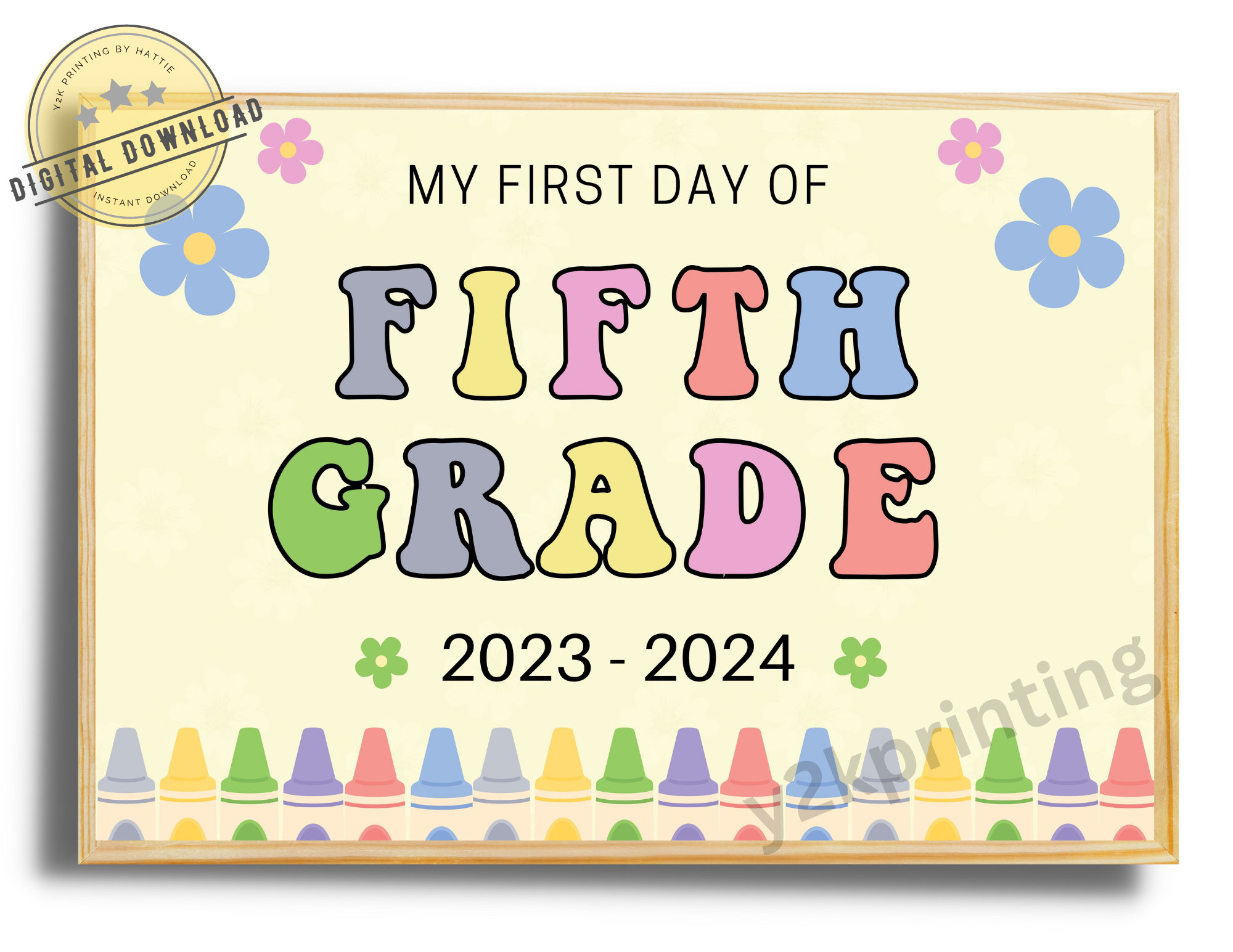 FIRST DAY of Fifth Grade Sign / Printable Fifth Grade Sign / Girl First ...