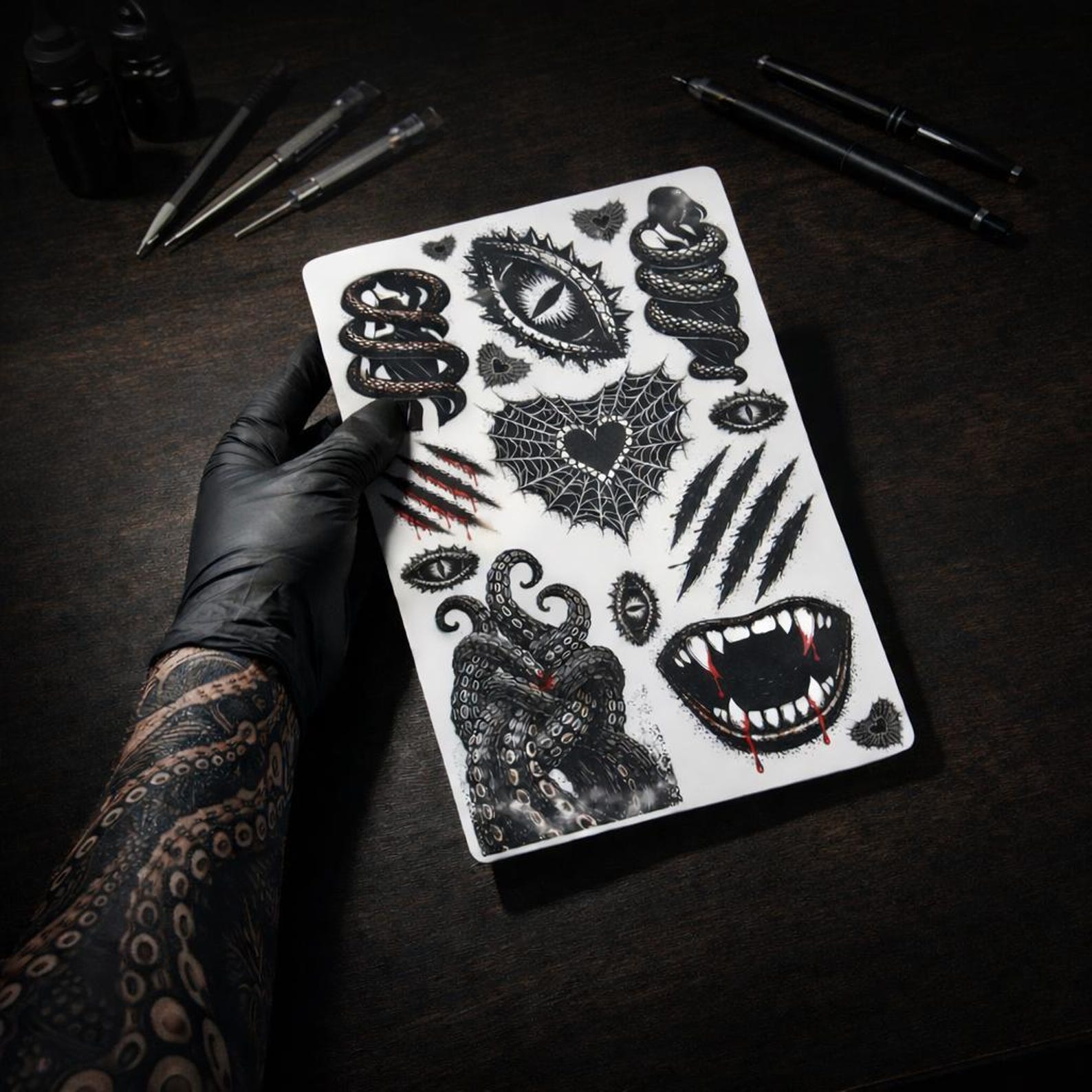 Gothic Horror Monster Temporary Tattoos | Creepy Halloween Body Art - Etsy