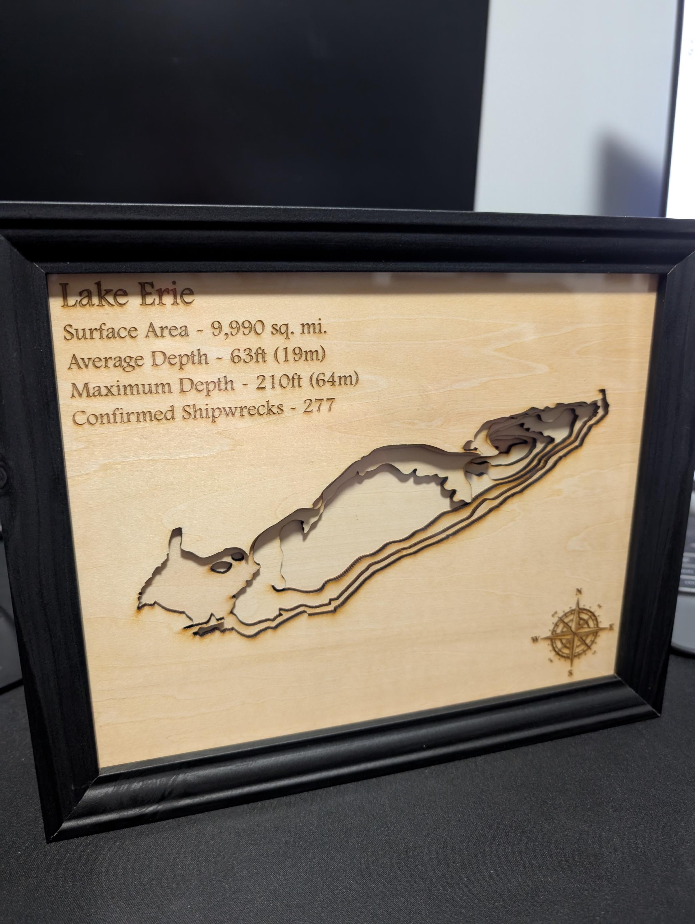 Lake Erie Bathymetric Map - SVG File Only - LASER READY - Etsy