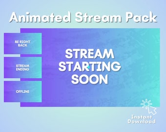 Animated Cute, Pink Stream Overlay Package (starting Soon, Be Right ...