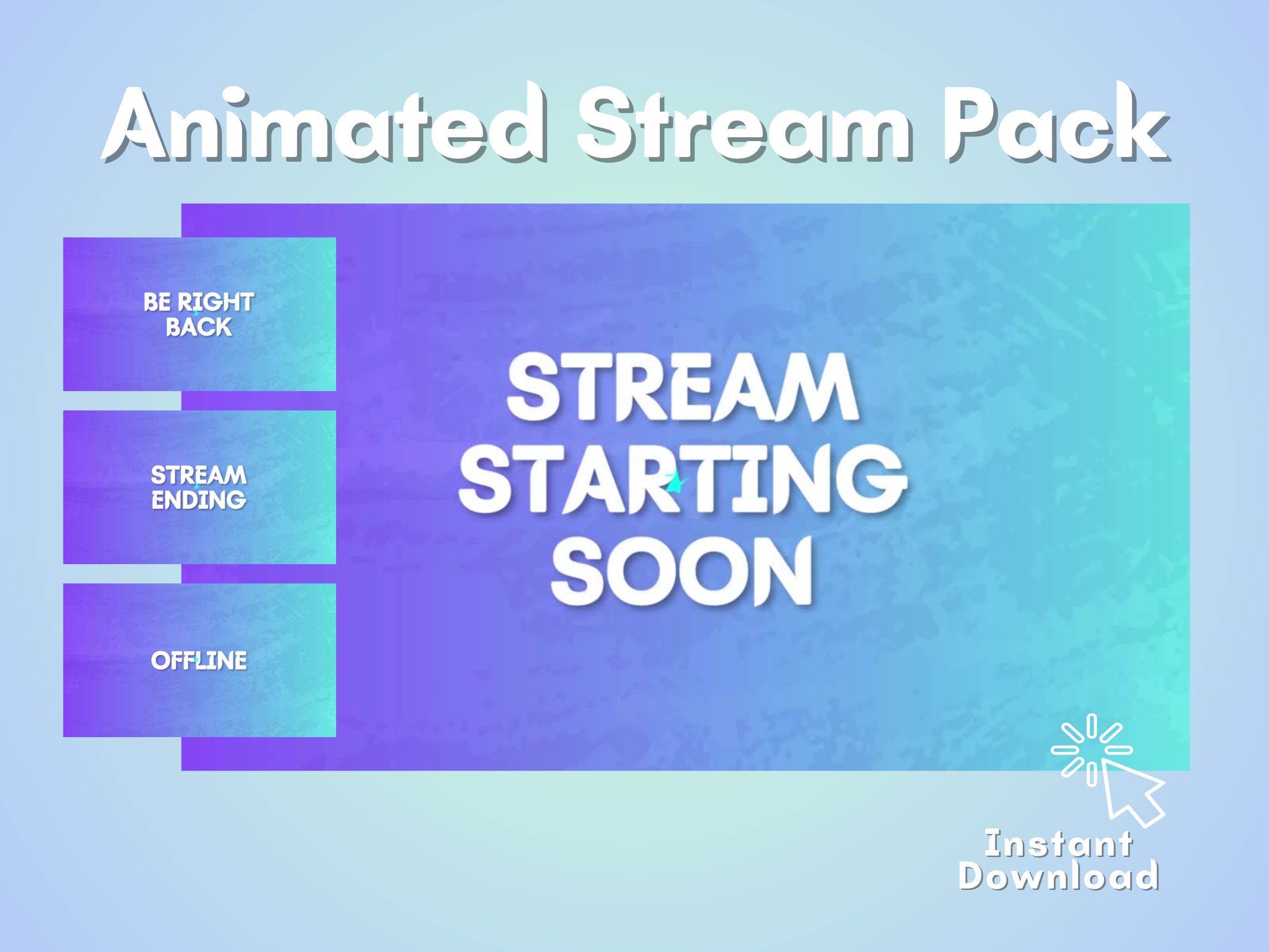 Animated Blue POP Stream Overlay Package (starting Soon, Be Right Back ...