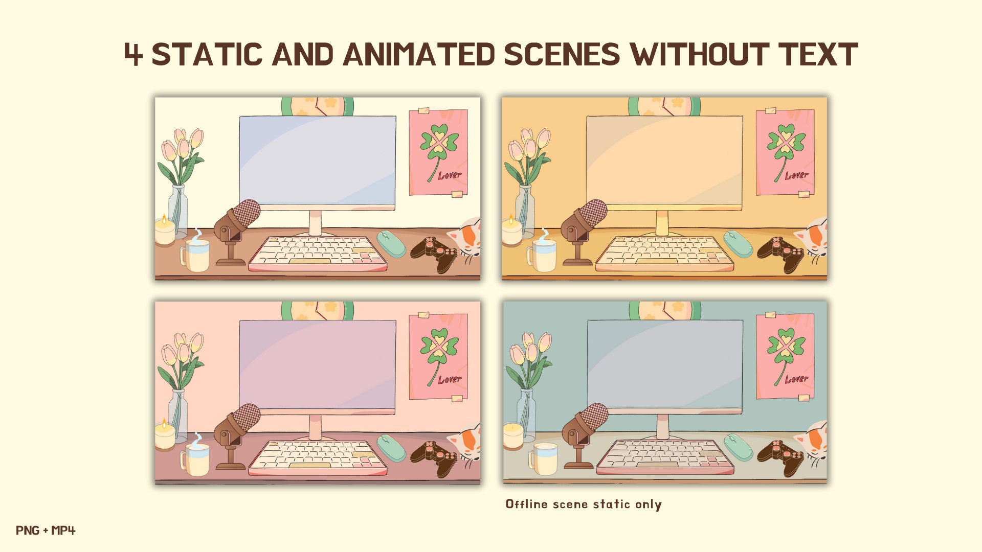 Animated Cozy Twitch Overlay | Cozy Cat Overlay Stream Package, Twitch ...