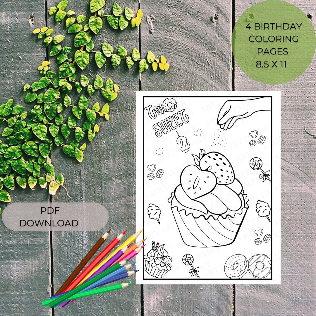 Two Sweet Birthday Birthday Coloring Pages Party Favor Coloring Page ...