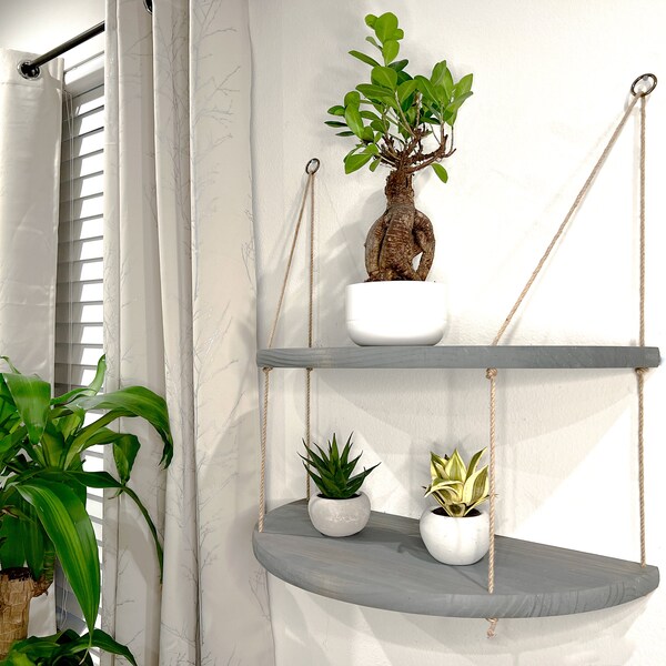 Round Wood Shelf Plant Hanger - Etsy