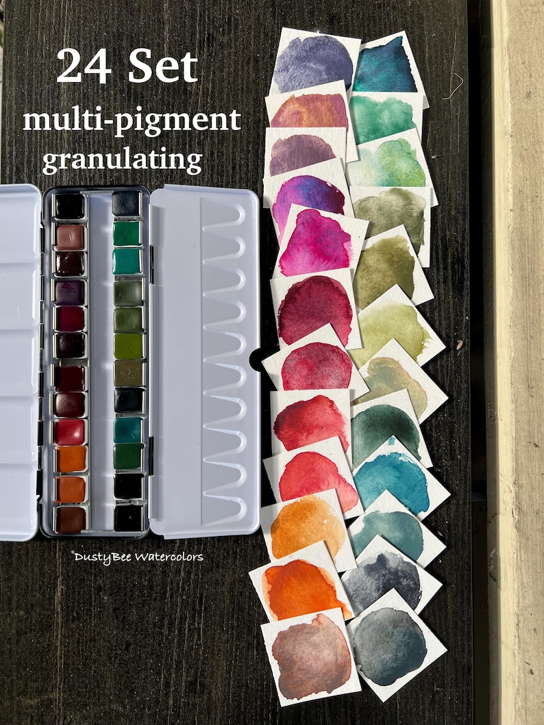 24 Multi-pigment Colors - SET OF 24 - Granulating, Handmade Watercolor ...