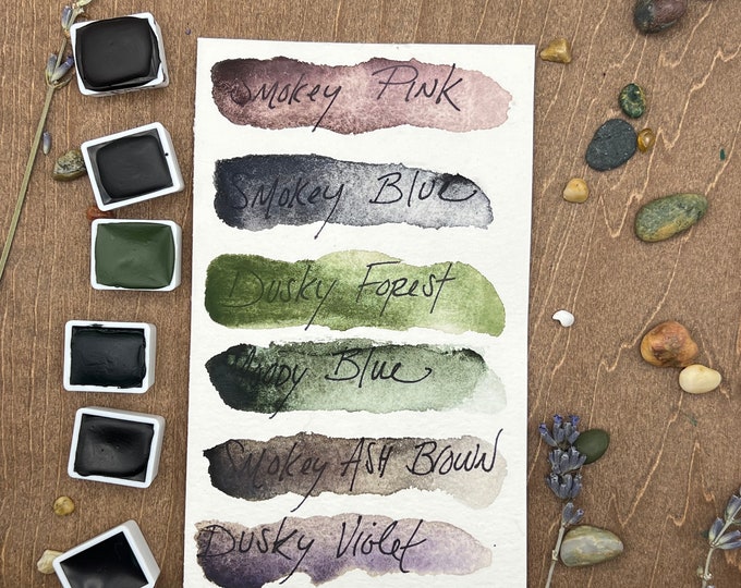 Smoke and Shadows /6 Set/handmade Watercolor/artist Grade/ Smoky Pink ...